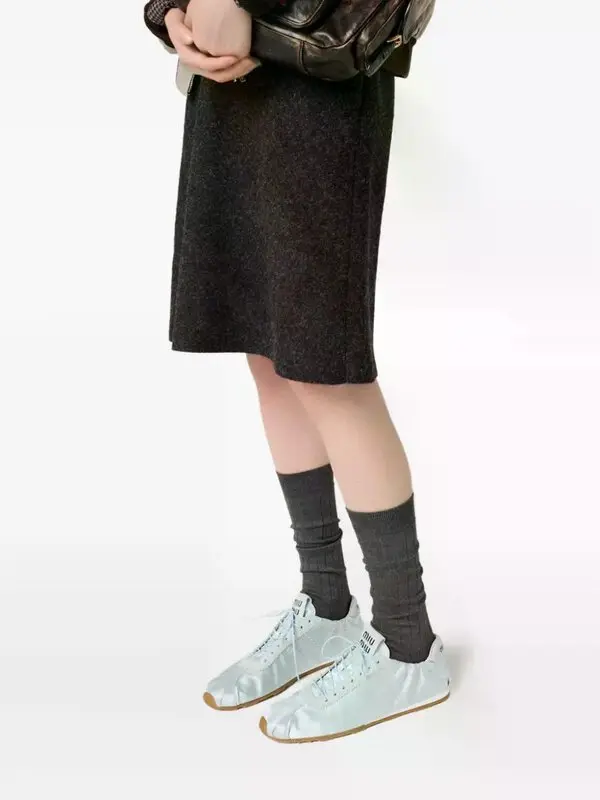 Miu Miu Plume Satin Lace-up Sneakers - Blue
