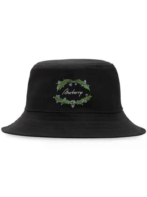Burberry Embroidered Logo Bucket Hat - Black