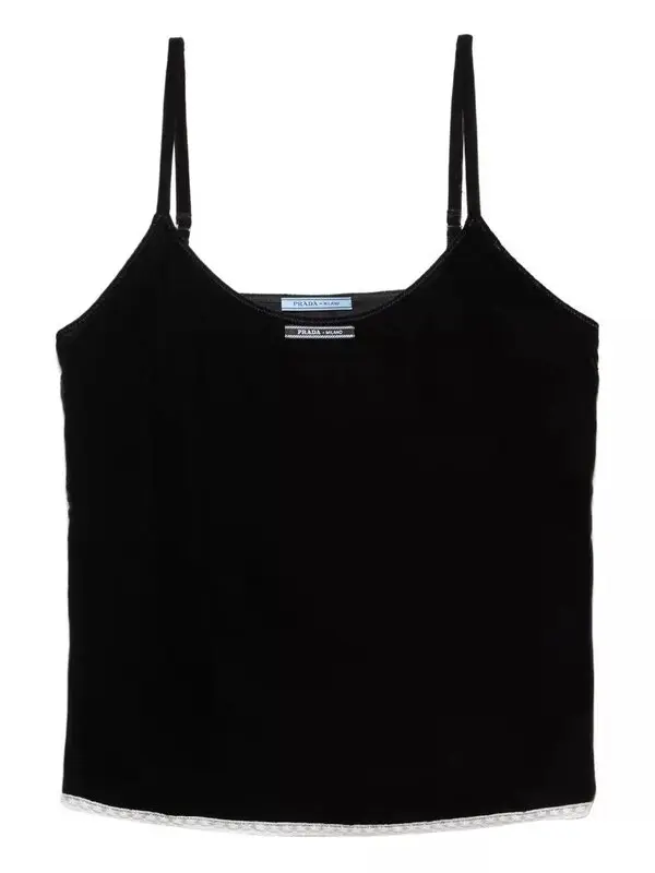 Prada Velvet Top With Lace Trim