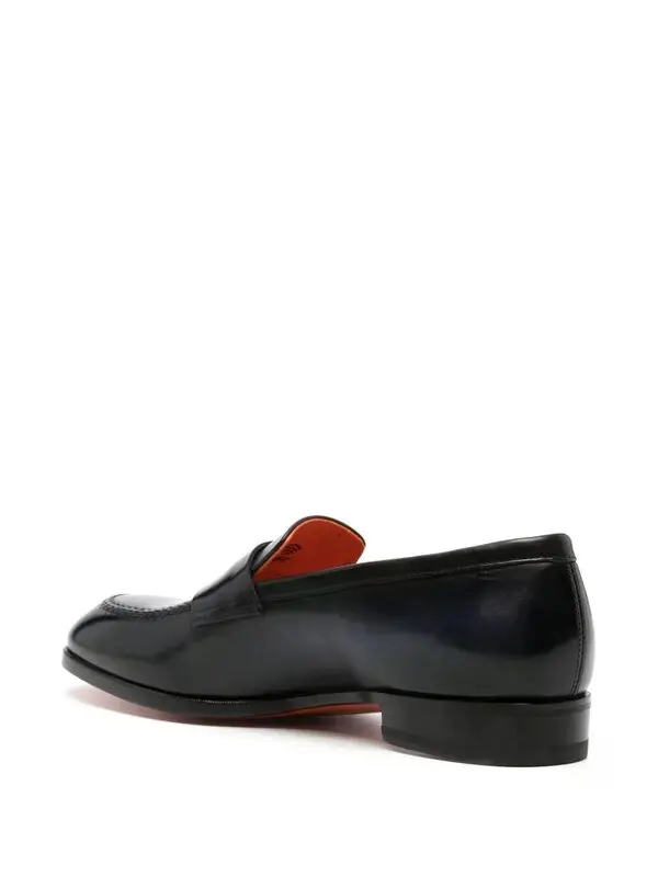 Santoni Faded Leather Penny Loafers - Blue