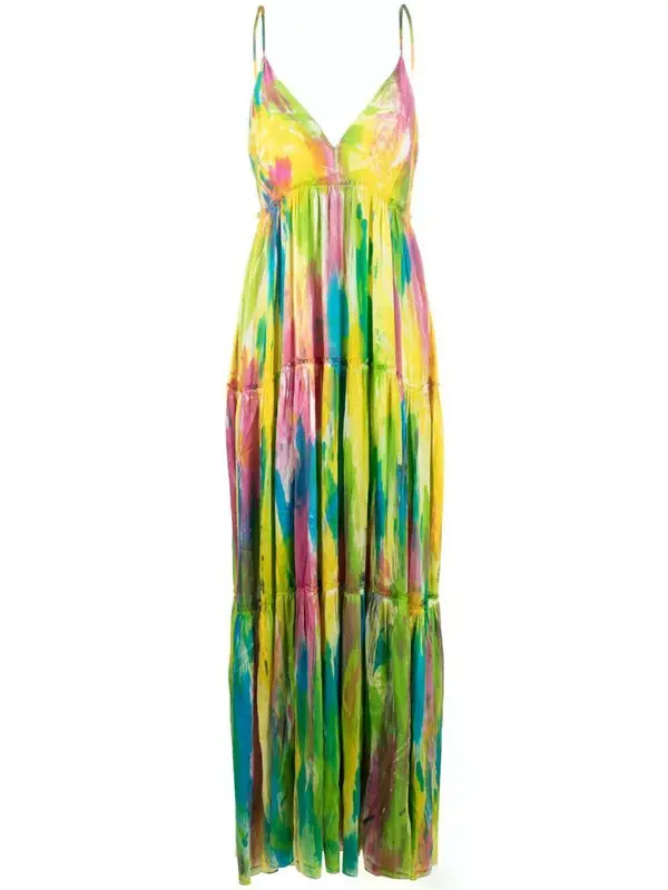 Avant Toi Painterly-print Silk Long Dress