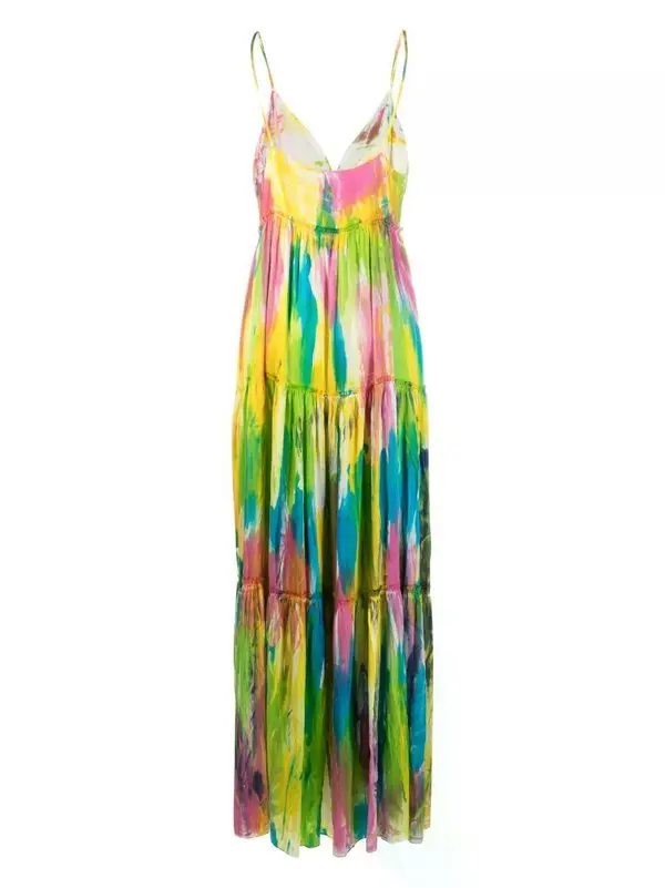 Avant Toi Painterly-print Silk Long Dress