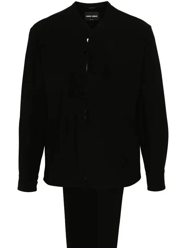 Giorgio Armani Wool Zip-up Jacket And Trousers Set - Black