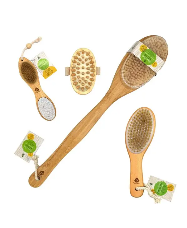 PURSONIC Deep Exfoliation And Massage Brush Set - Beige,khaki
