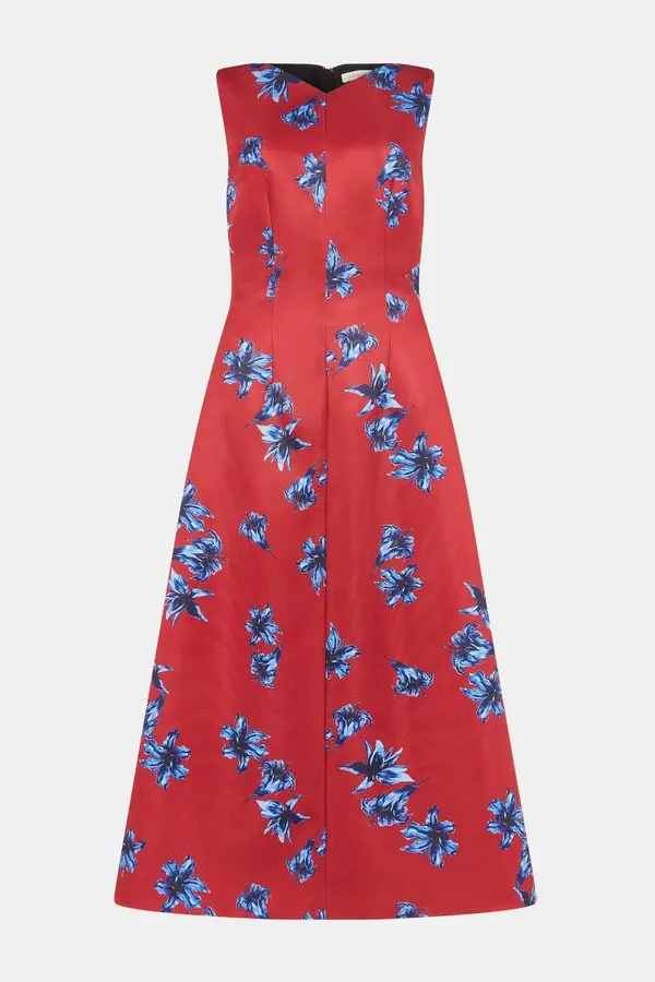 EMILIA WICKSTEAD Octavie Floral Taffeta Faille Dress - Red