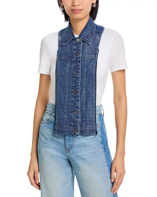 Veronica Beard Slate Denim Rhinestone Dickey