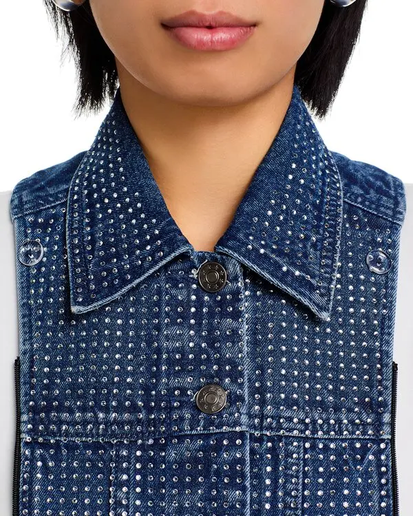 Veronica Beard Slate Denim Rhinestone Dickey