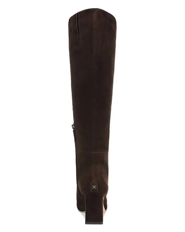 Sam Edelman Sylvia Extra Wide Calf Pointed Toe High Heel Boots - Chocolate