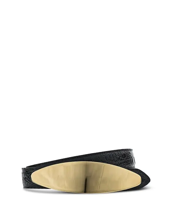 L'Agence Maroux Leather Belt - Black Croc