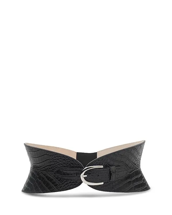 L'Agence Alexandra Corset Belt - Black Croc