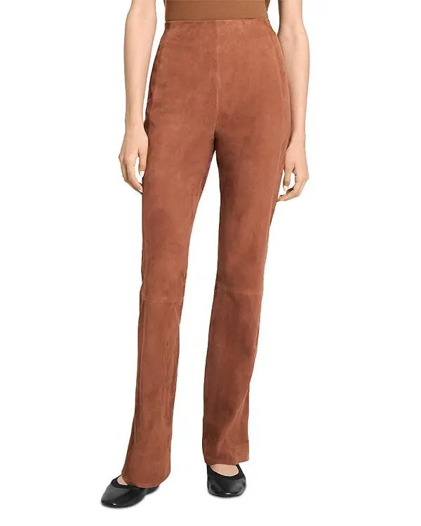 Theory Suede Slit Hem Pants - Caramel