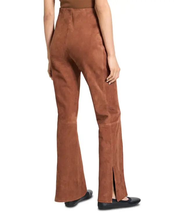Theory Suede Slit Hem Pants - Caramel