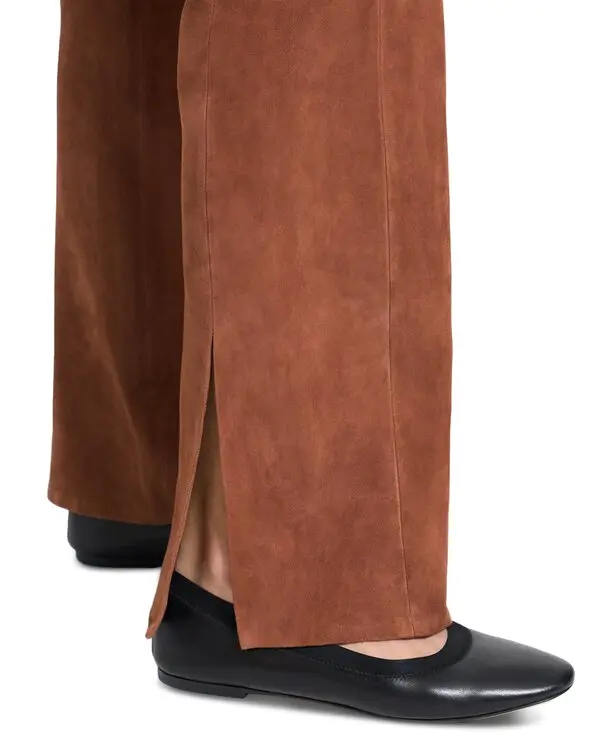 Theory Suede Slit Hem Pants - Caramel