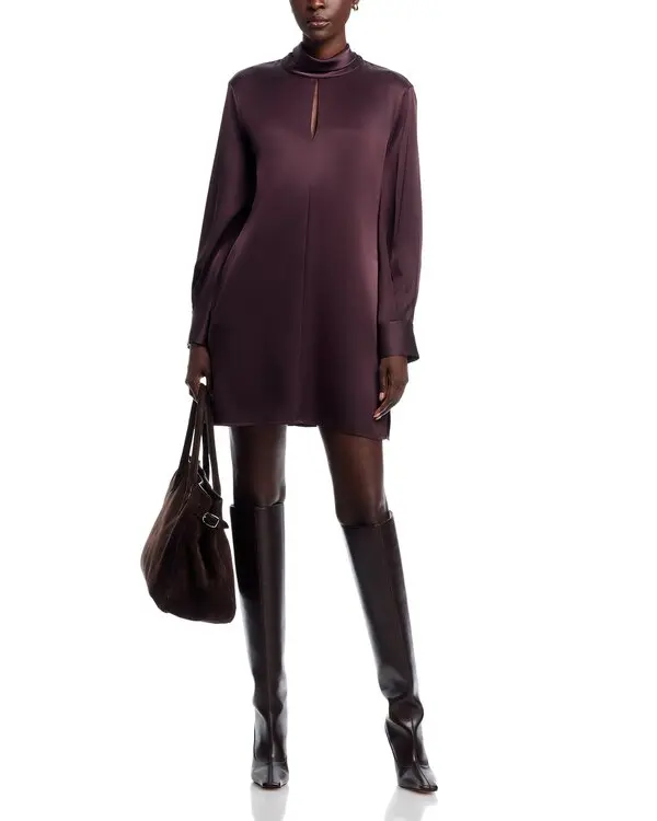 Theory Blouson Sleeve Dress - Deep Plum