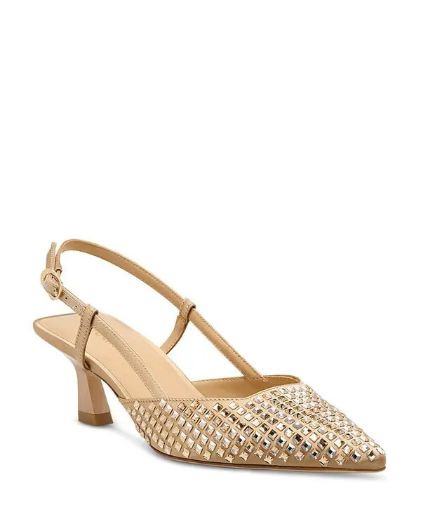 STUART WEITZMAN Vinnie Embellished Slingback Pumps - Sandstone