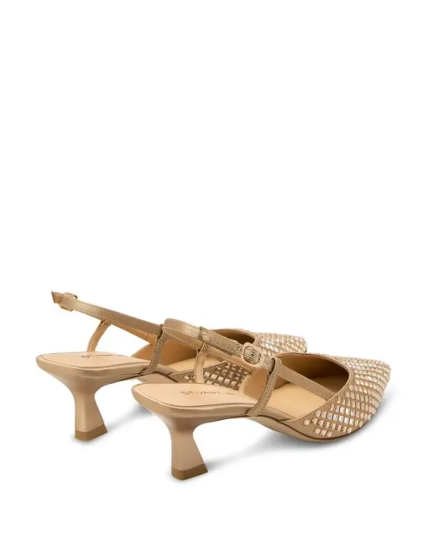STUART WEITZMAN Vinnie Embellished Slingback Pumps - Sandstone