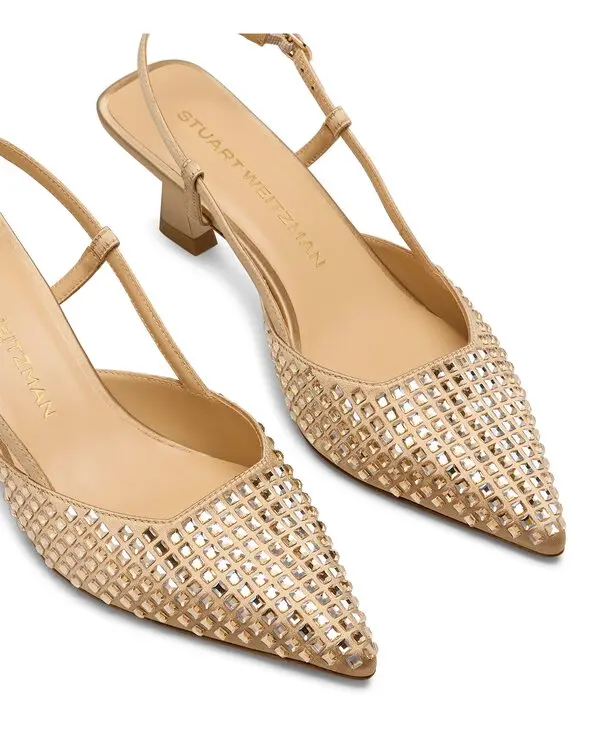 STUART WEITZMAN Vinnie Embellished Slingback Pumps - Sandstone