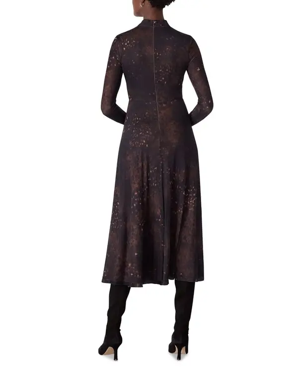 Whistles Spotted Animal Mesh Dress - Brown/multi