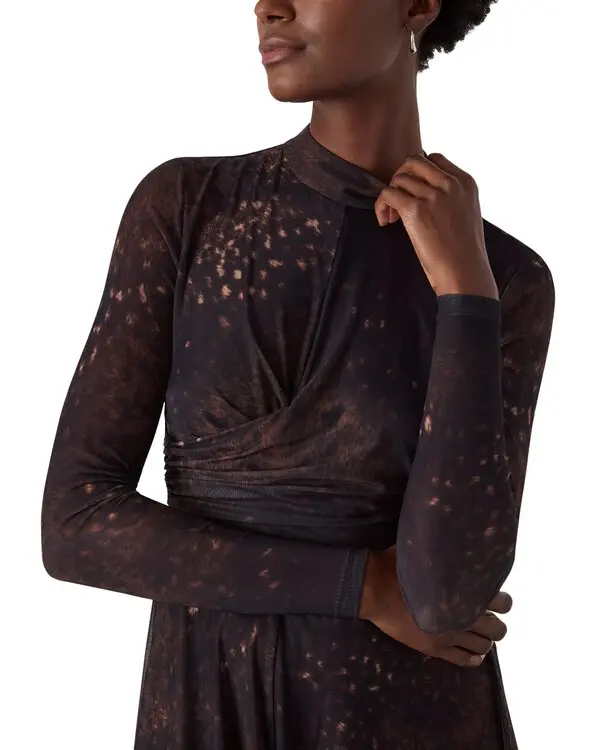 Whistles Spotted Animal Mesh Dress - Brown/multi