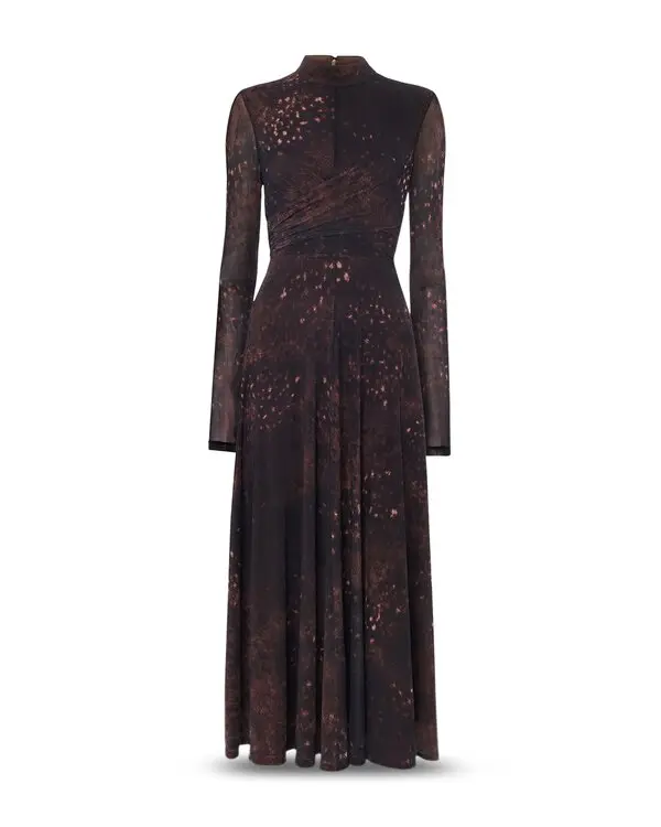 Whistles Spotted Animal Mesh Dress - Brown/multi