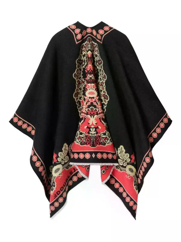 La DoubleJ Soul Floral-print Poncho - Black