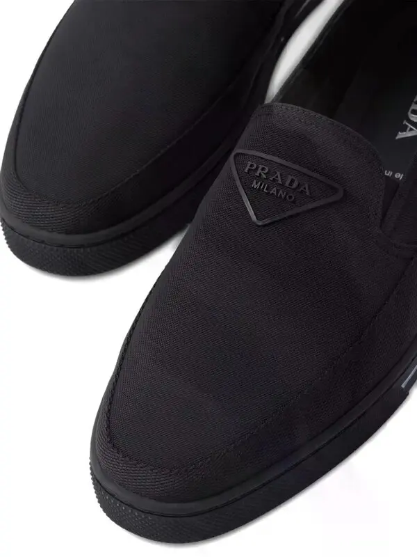 Prada Re-nylon Embossed Logo Slip-on Trainers - Black