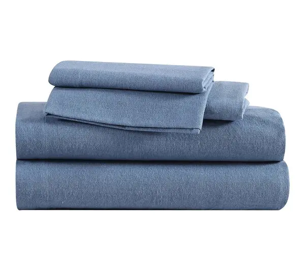 Eddie Bauer Solid Blue Cotton Twin Sheet Set - One-color