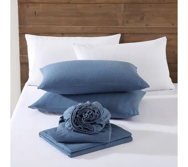 Eddie Bauer Solid Blue Cotton Twin Sheet Set