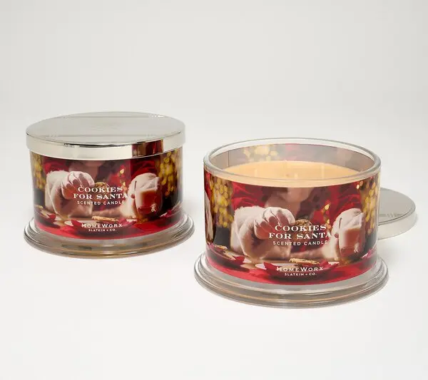 HOMEWORX BY SLATKIN + CO. As Is S/2 18oz Cook Santa Candles - One-color