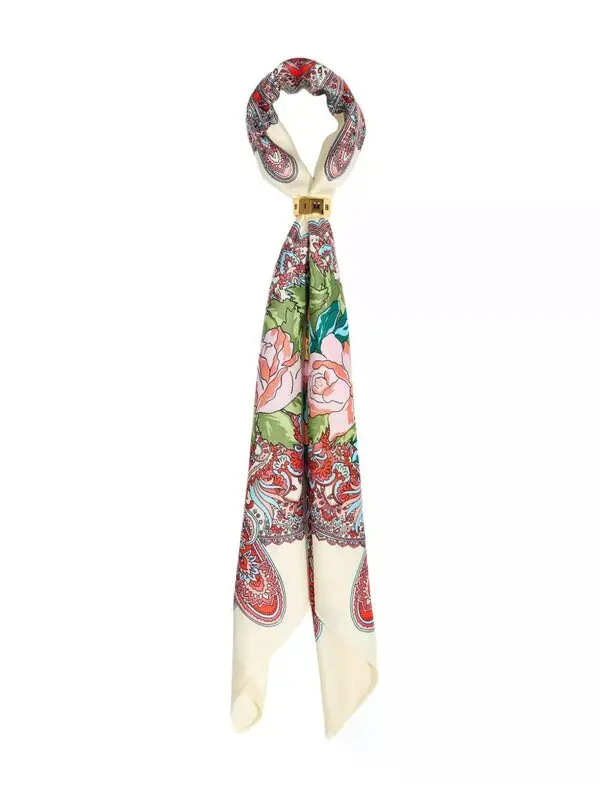 Bimba Y Lola Floral Paisley Charm And Scarf - Gold