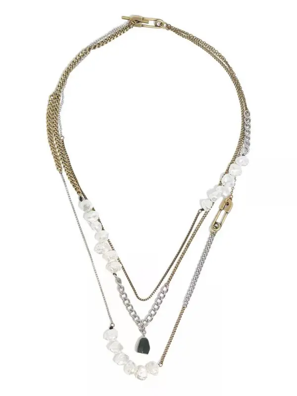 Bimba Y Lola Safety Pin Chain Layered Necklace - Silver