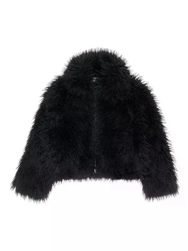 Bimba Y Lola Zip-up Faux Fur Coat - Black