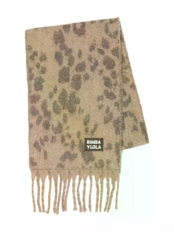 Bimba Y Lola Fringed Animal Scarf - Neutrals