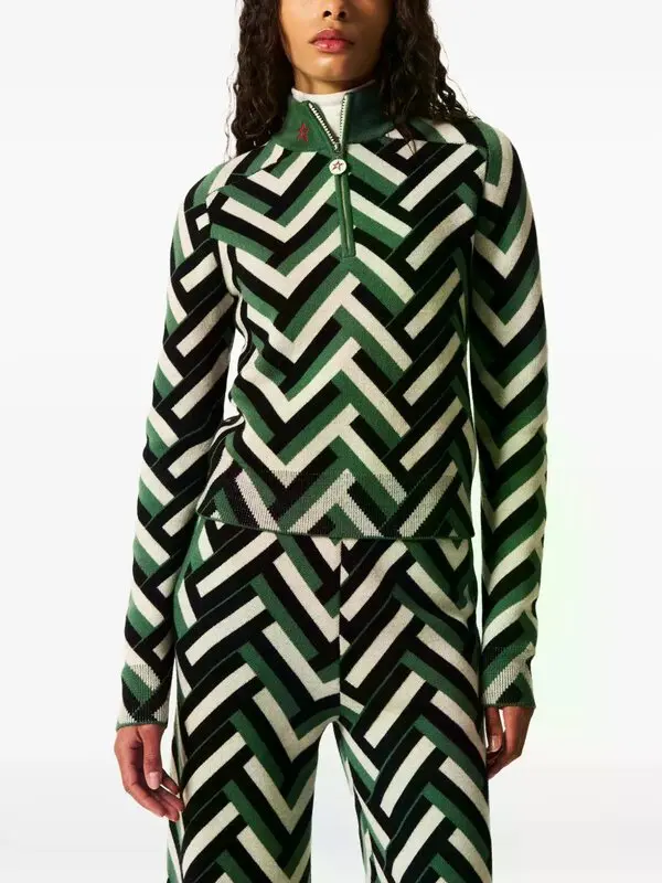Perfect Moment Chevron-pattern Jumper - Green