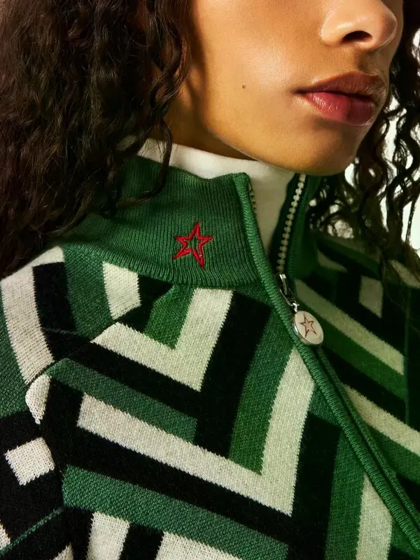 Perfect Moment Chevron-pattern Jumper - Green