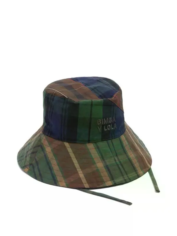 Bimba Y Lola Cotton Plaid Bucket Hat - Green