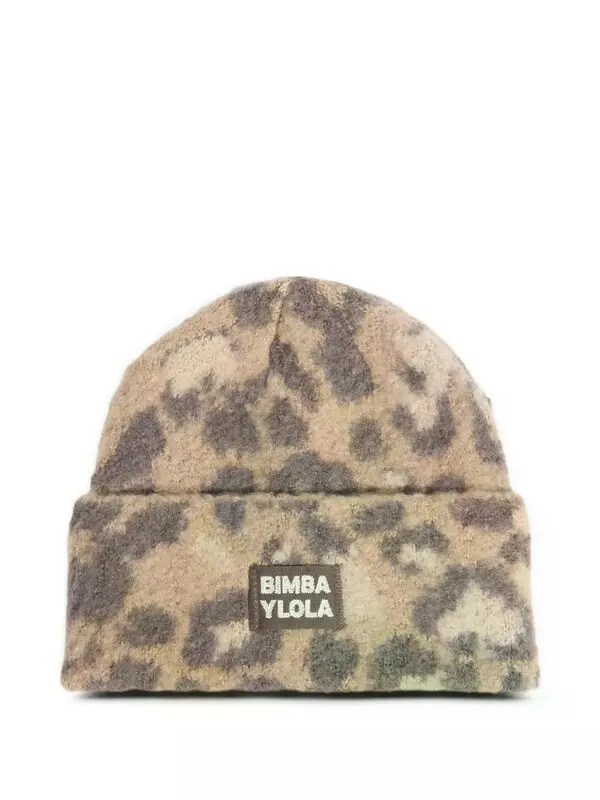 Bimba Y Lola Leopard Print Beanie - Neutrals