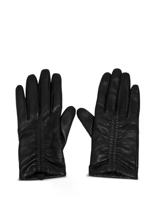 Bimba Y Lola Ruched Leather Gloves - Black
