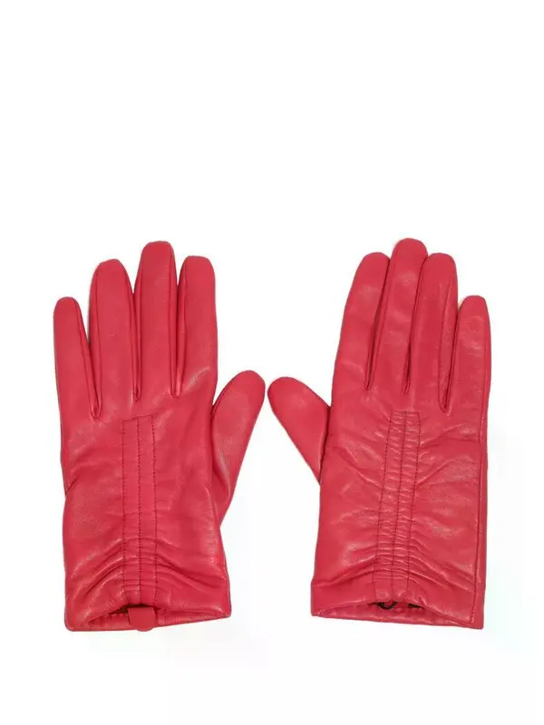 Bimba Y Lola Gathered Leather Gloves - Red