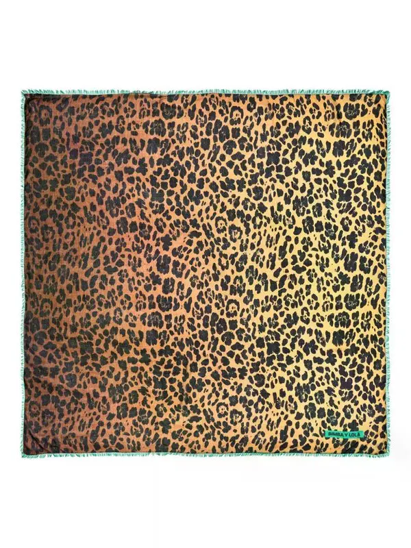 Bimba Y Lola Animal-print Fringed Scarf - Brown