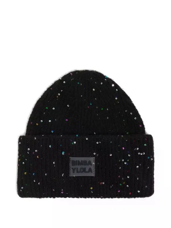 Bimba Y Lola Sequin Beanie - Black
