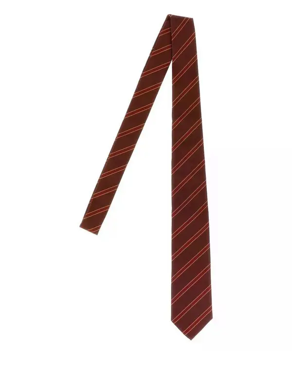 Auralee Striped Silk Neck Tie - Brown