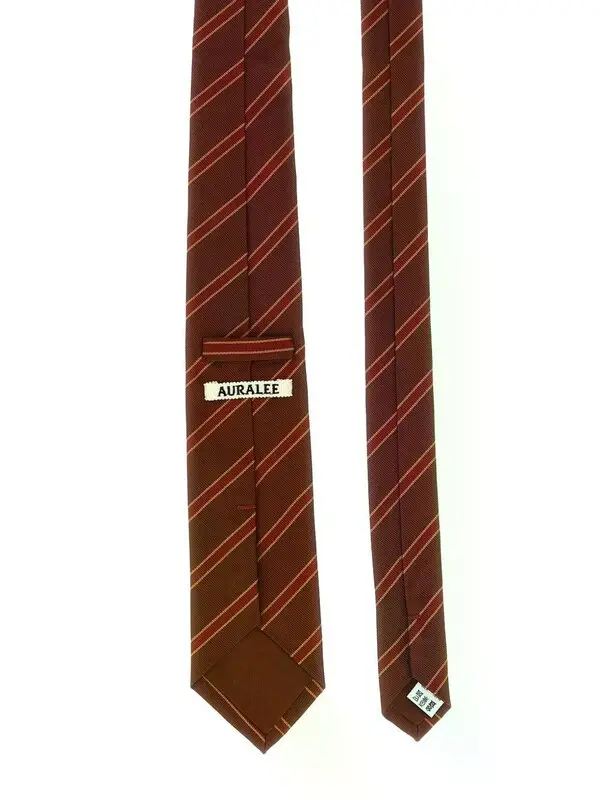 Auralee Striped Silk Neck Tie - Brown