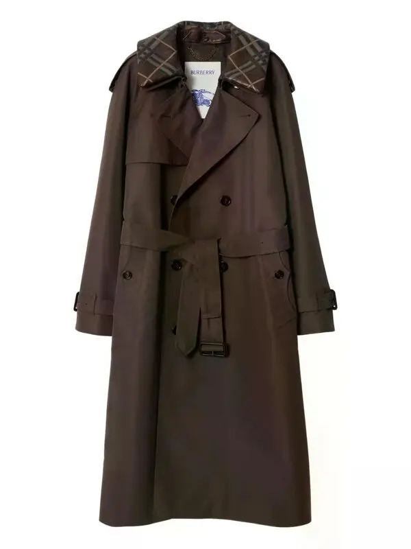 Burberry Checked-collar Belted Trench Coat