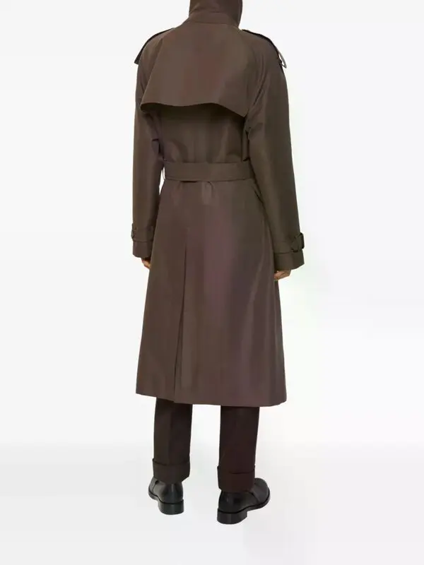 Burberry Checked-collar Belted Trench Coat