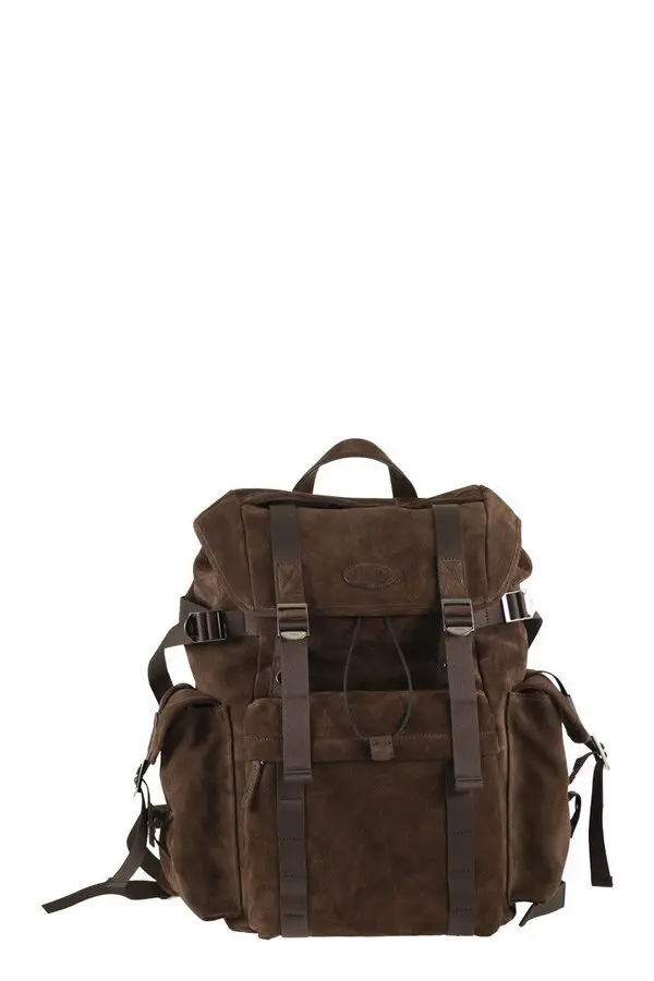 TOD'S Suede Leather Backpack - Brown