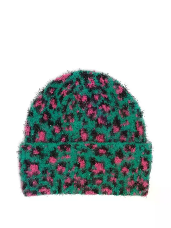 Bimba Y Lola Leopard-print Beanie - Green