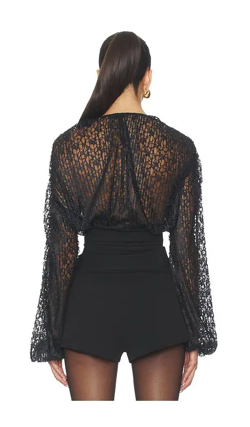 L'academie Abri Cropped Lace Top