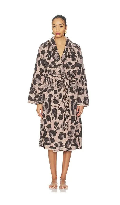 Barefoot Dreams Cozychic Exploded Leopard Robe In Blush - Deep Willow Multi