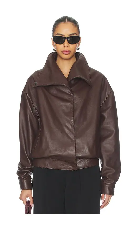 DIANA MILKANOVA STUDIO Leather Collar Jacket